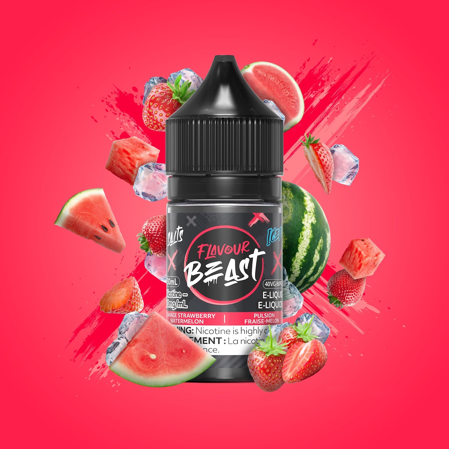 Flavour Beast salts Iced 20mg savage strawberry watermelon 30ml ...